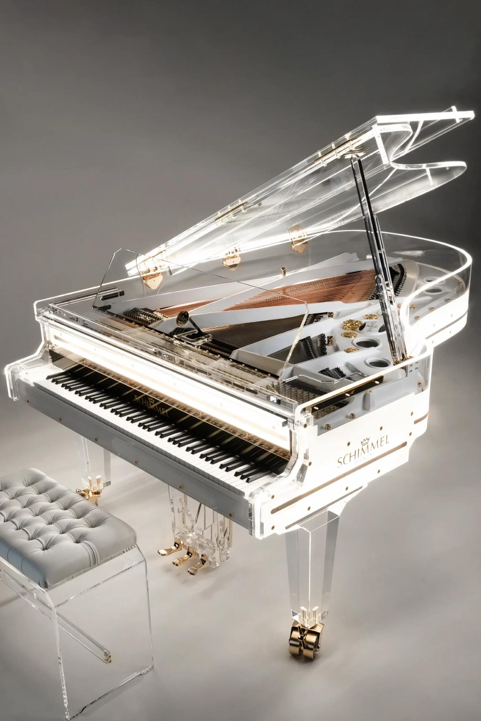 Schimmel K213 Glass Konzert Blanc poli-brillant - Boullard Musique