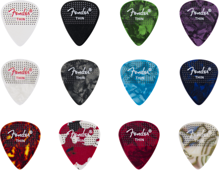 Fender 351 Dotted Celluloid Picks, 12-Pack, Thin - Boullard Musique