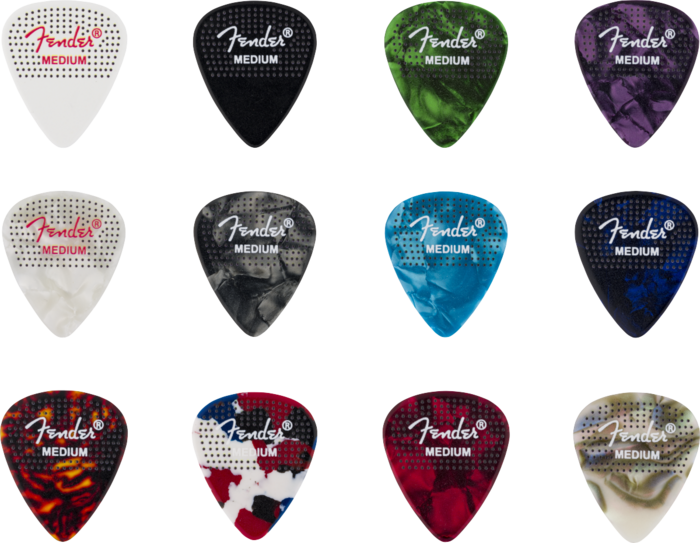 Fender 351 Dotted Celluloid Picks, 12-Pack, Medium - Boullard Musique